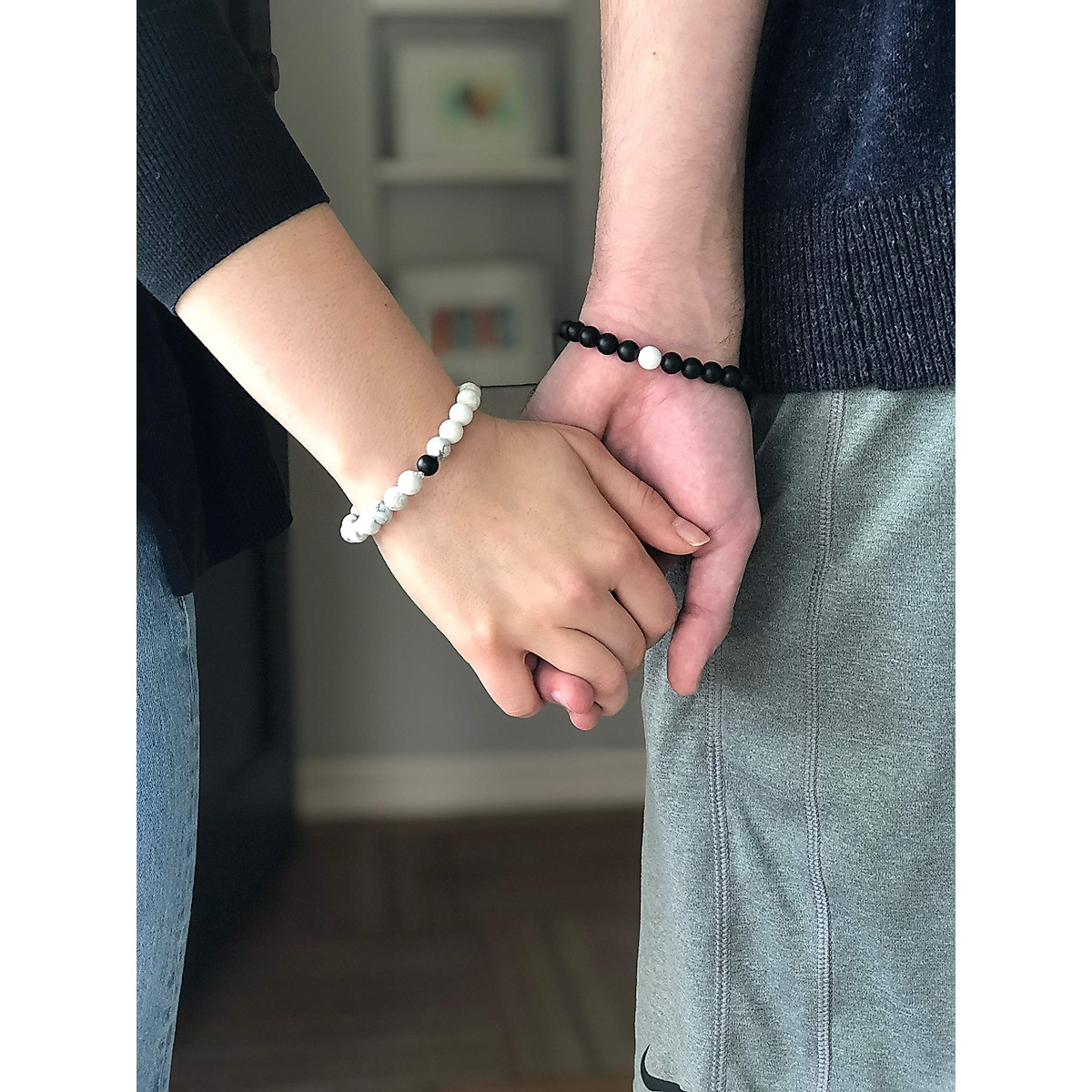 Lucky Feather Long Distance Relationships Couples Bracelets - A Reminder of Love and Strength During Time and Distance Apart (2 Piece Set) Couples Gifts