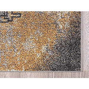 Abani Grey & Yellow Abstract Art Area Rug, Contemporary Style Rugs Laguna Collection Modern 7'9" x 10'2" Rectangle Accent Rug