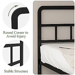 Maenizi Twin XL Bed Frame with Headboard, 14 Inch Twin XL Bed Frames No Box Spring Needed Support Up to 2500 lbs, Noise Free, Easy Assembely, Black