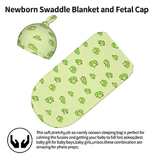 Cute Frogs Baby Stuff Swaddle Blanket and Hat Set Boy Girl, Soft Stretchy Newborns Sleep Sack Receiving Blanket Frog Gifts for Frog Lovers