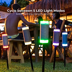 iJoy Wireless Speaker with 10 Hour Playtime - IP66 Waterproof, Dustproof, Weatherproof Light Up Bluetooth Tiki Speaker with LED Lights + Adjustable Stake Height for Use As Wireless Outdoor Speaker