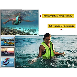 NAXER Inflatable Buoyancy Jackets Vests for Adults Kayak Kayaking Suit 90-200 lbs Easy Snorkeling Swimming Boating Paddleboarding Water Sports