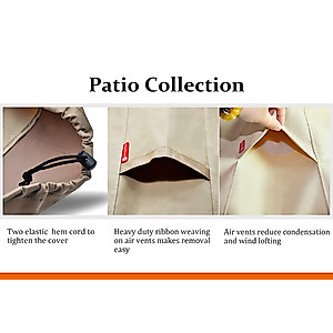 Gas Fire Pit Cover Square - 600D Heavy Duty Patio Outdoor Fire Pit Table Cover with PVC Coating,100% Waterproof,Air Vents,Fits for 29/30/31/32 inch Fire Pit / Table Cover (32”L x 32”W x 24”H,Beige)