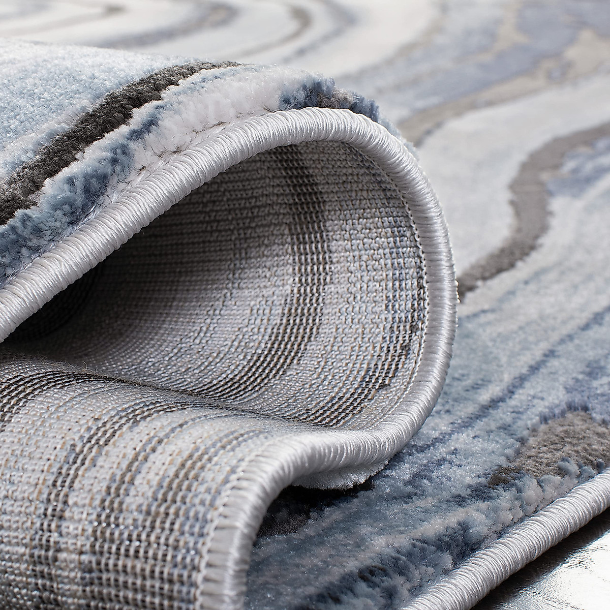 SAFAVIEH Craft Collection Area Rug - 9' x 12', Blue & Grey, Modern Abstract Design, Non-Shedding & Easy Care, Ideal for High Traffic Areas in Living Room, Bedroom (CFT819M)