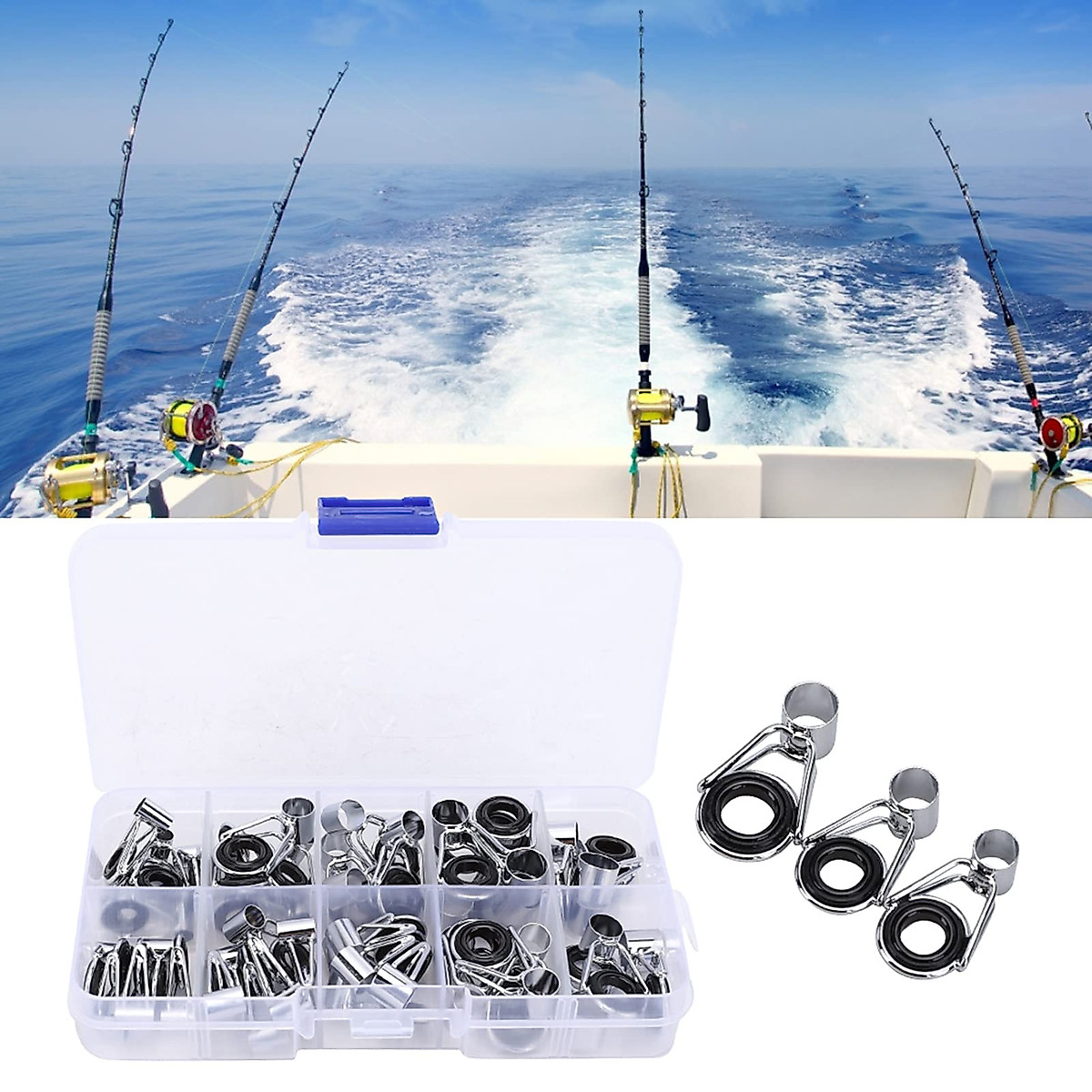 90Pcs Fishing Rod Pole Ring Stainless Steel Ceramics Fishing Rod Repair Kit Fishing Rods and Accessories