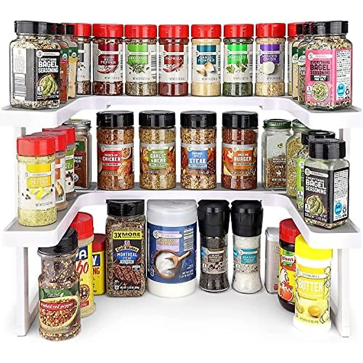 Spicy Shelf 3.0 - Expandable 2 Tiered Spice Rack Organizer for Cabinet & Pantry - Kitchen Seasoning Organizer - Cabinet Spice Racks for Inside Cabinets (Spicy Shelf Premium) - Home Organization