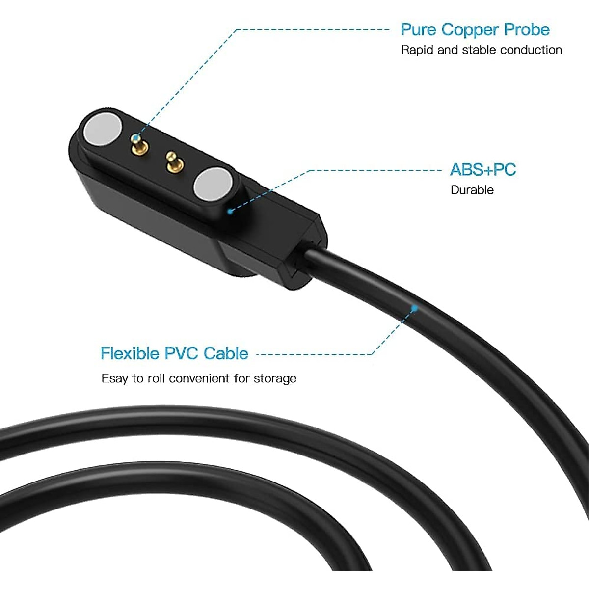 SENGKOB [2-Pack] 3.3FT Smart Watch Charger Magnetic USB Charging Cable for Letsfit Willful YAMAY VeryFitPro SW023 ID205L SW021 ID205U ID205S SW025 Uwatch 3S 3 2 2S