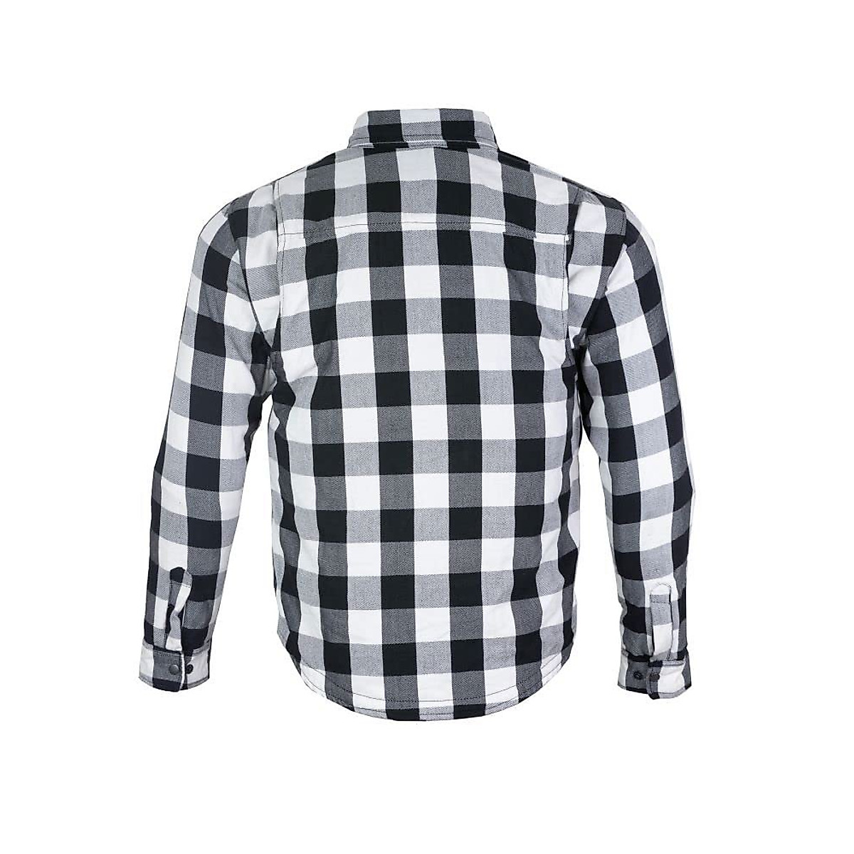 Bikers Place Mens Motorcycle Lightweight Waterproof CE armor Blk/White Checkered Flannel Riding Jacket Shirt (XL, Blk/White) (SH13)