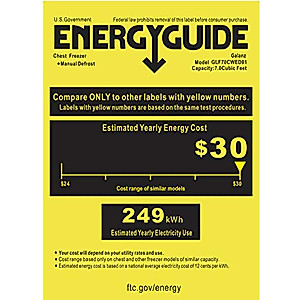 Galanz GLF70CWED01 Manual Defrost Chest Freezer, Mechanical Temperature Control, White, 7.0 Cu Ft