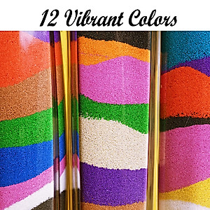 12 Colored Sand for Sand Art, Color Sand Plus 3 Small Plastic Funnels Included for Craft Sand Projects