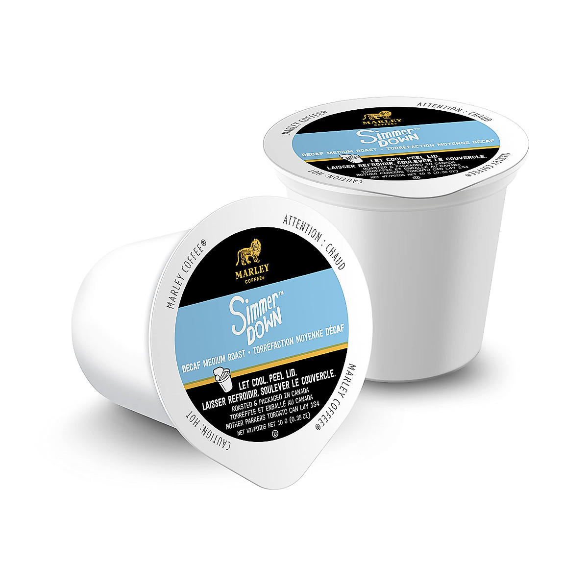 Marley Coffee Simmer Down Decaf, Swiss Water Process, Medium Roast Coffee, Keurig K-Cup Brewer Compatible Pods, 24 Count