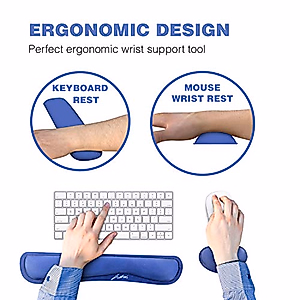 Dr. Arthritis Doctor Developed Ergonomic Wrist Rest for Mouse & Keyboard and Perfect for Good Wrist Health, Posture & Joint Conditions Blue