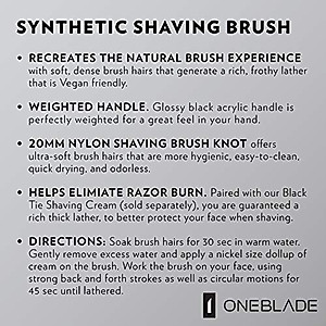 OneBlade Premium Synthetic Ultra Soft Shaving Cream Brush for Men - 20mm Knot