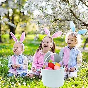 Easter Bunny Basket Bags Rabbit Canvas Toys Bucket Tote Storage Gifts Candies Handbag for Kids