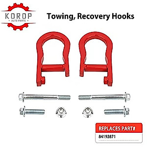 KOROP AUTO PARTS 84192871 Tow Hooks (1 Pair) Fits 2007-2019 GMC Sierra 1500, 2007-2019 Chevy Silverado 1500 Recovery Hook (Red)