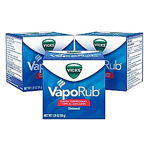 Vicks VapoRub, Chest Rub Ointment, Relief from Cough, Cold, Aches, & Pains with Original Medicated Vicks Vapors, Topical Cough Suppressant, 1.76 Ounce (Pack of 3)
