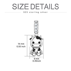 PROESS Sterling Silver Cow Charm Highland Cow Charm Cow Bead Cow Jewelry Gifts for Women