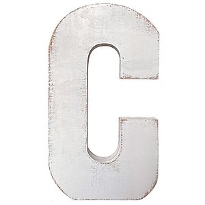 ABELOTS Large Wood Letter Distressed White Wash Alphabet Wall Décor Monogram Letter Alphabet Letters Free Standing Letters Wall Letters (C)