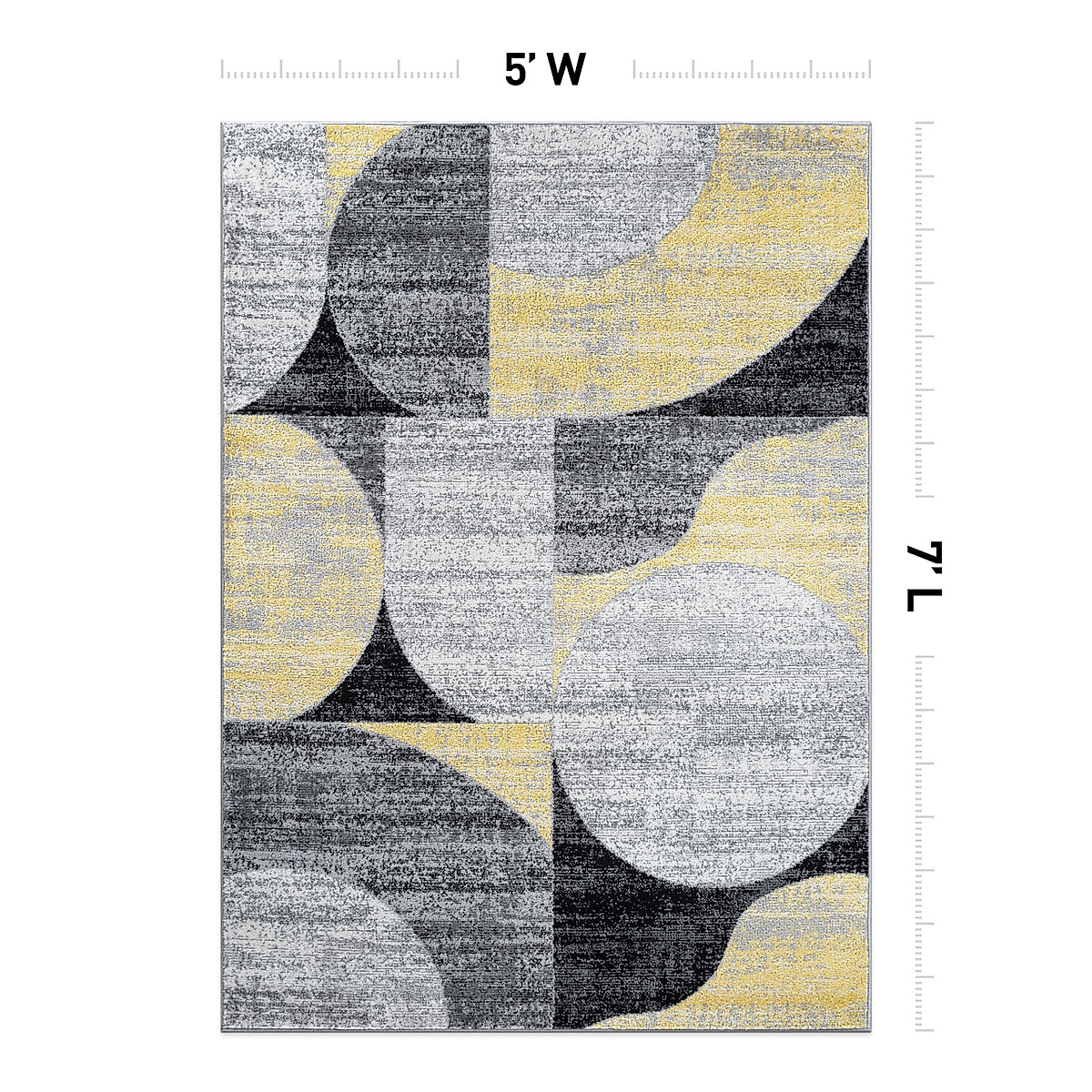 Rugshop Modern Geometric Design High Traffic Living Room,Bedroom,Kitchen, Home Office Area Rug 5' x 7' Yellow