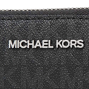 Michael Kors Jet Set Women?s Leather Travel Continental Wristlet Wallet, Black/Black, One Size