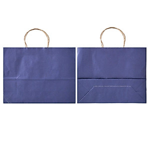 AZOWA Gift Bags Large Kraft Paper Bags with Handles (12.5 L x 4.7 W x 10.2 H in, Navy Blue, 12 Pcs, Horizontal)