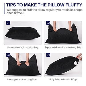 GOHOME Soft Pillows for Sleeping - Hotel Collection King Size Pillows 2 Pack for Side, Back and Stomach Sleepers, Velvet Bed Pillows with Adjustable Filling, Black 20"x36"