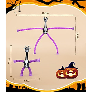 Halloween Party Favors for Kids 4 Pack Telescopic Suction Cup Giraffe Toy Sensory Tubes Classroom Prizes/Non Candy Halloween Treats Goodie Bag Fillers Gifts