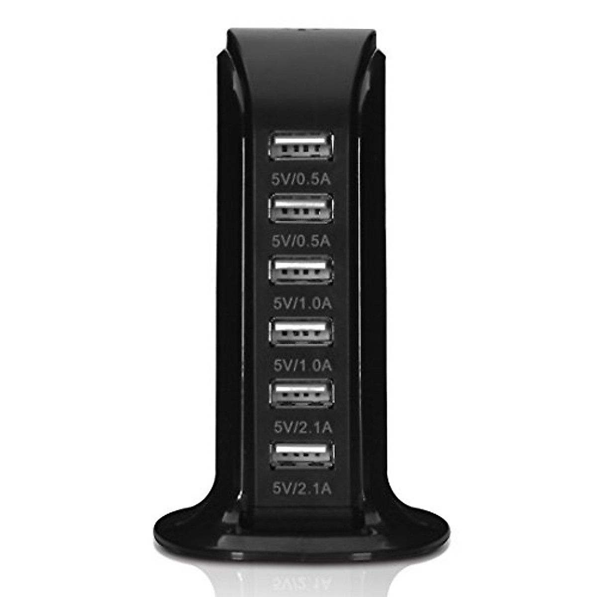 6-Port USB Wall Charger Desktop Charging Station Quick Charge 2.1,Compatible with lphone 13, 12, 11, XS, XR, X, SE, 8, 7, Ipads, Samsung Galaxy, Tablets and Other Electronics(Black)