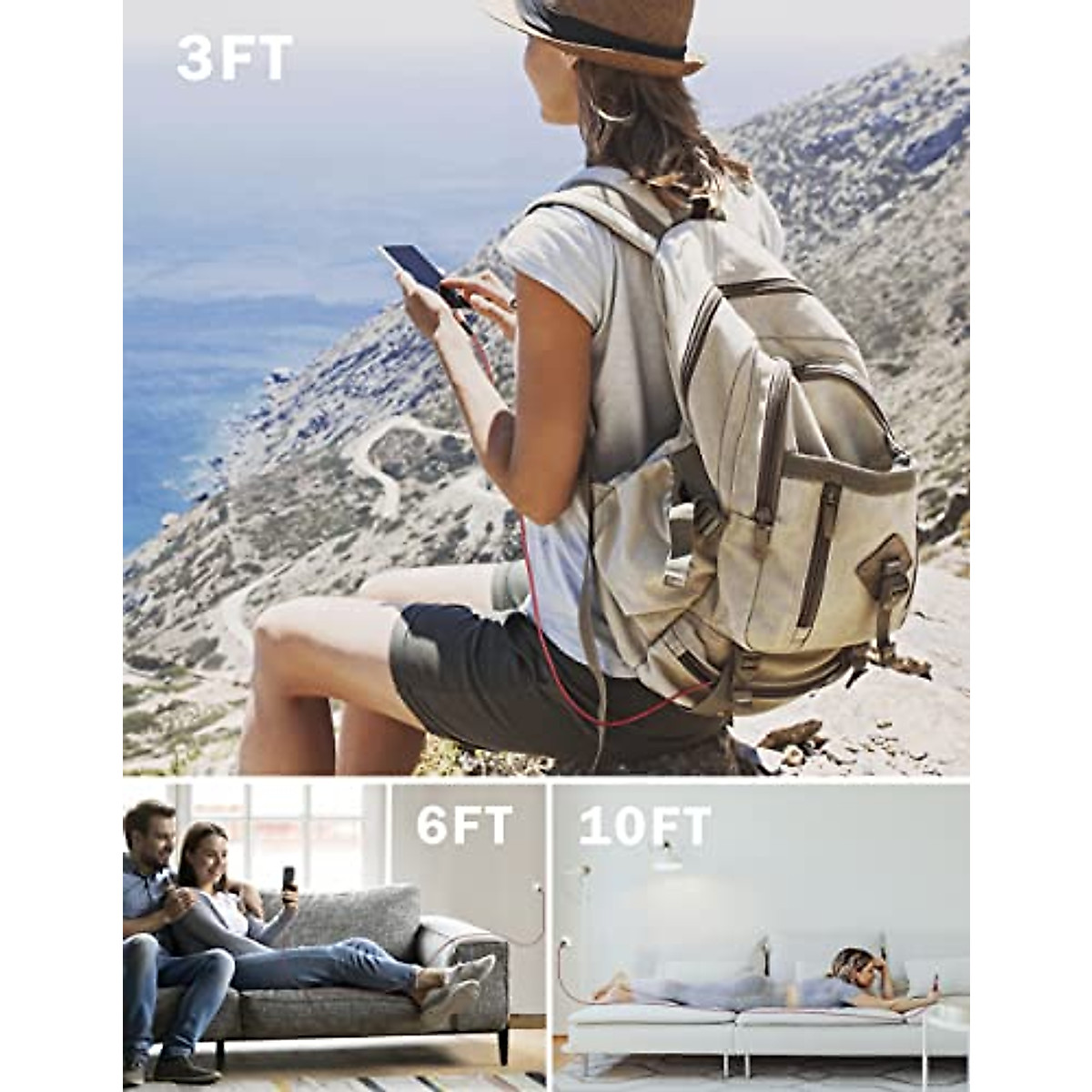 USB C Cable 6 ft [2 Pack],USB-A to USB-C Fast Charging Durable Nylon Braided Type C Cord Compatible with Samsung Galaxy S10 S9 S8 S20 A73 A51,Note 10 9 8 Android Cell Phone USB C Charger Cable Red