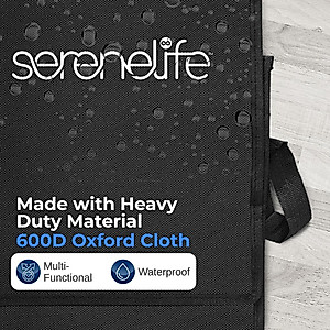 SereneLife 15” Shopping Cart Cover–Multipurpose Cart Liner, Water Resistant, Portable Shopping Bag, Pocket and Side Handles, Compatible with SLSPCART19 Cart Model, All-Black Finishing
