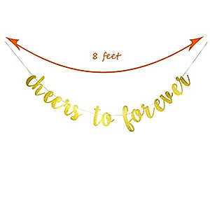 StarsGarden Cheers to Fovever Banner Hanging Garland -Perfect Decoration for Bridal Shower, Engagement, Bachelorette, Wedding Party(Gold)