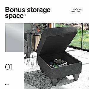 Sunrise Coast Sectional Sofa Couch L-Shaped Sofa Modern Linen Fabric 3-Seat Couch with Convertible Storage Ottoman Grey Living Room Furniture Set for Apartment Loft Small Spaces