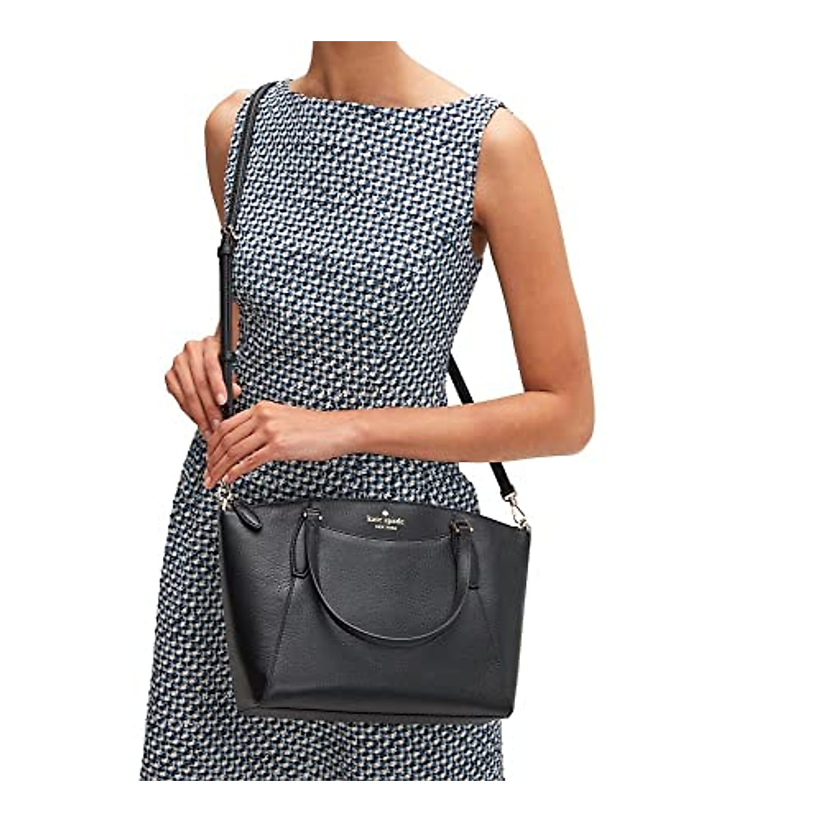 Kate Spade Pebbled Leather Monica Satchel Crossbody Handbag Black