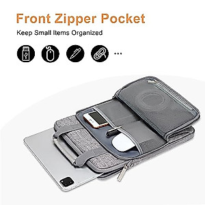 MOSISO Vertical Tablet Sleeve Case Compatible with iPad Pro 12.9 inch M2 & M1 (6th/5th/4th/3rd Gen) 2022-2018,Surface Pro 12.3 inch X/7/6/5/4/3/2/1,Shoulder Bag Front Raised & Horizontal Pocket, Gray