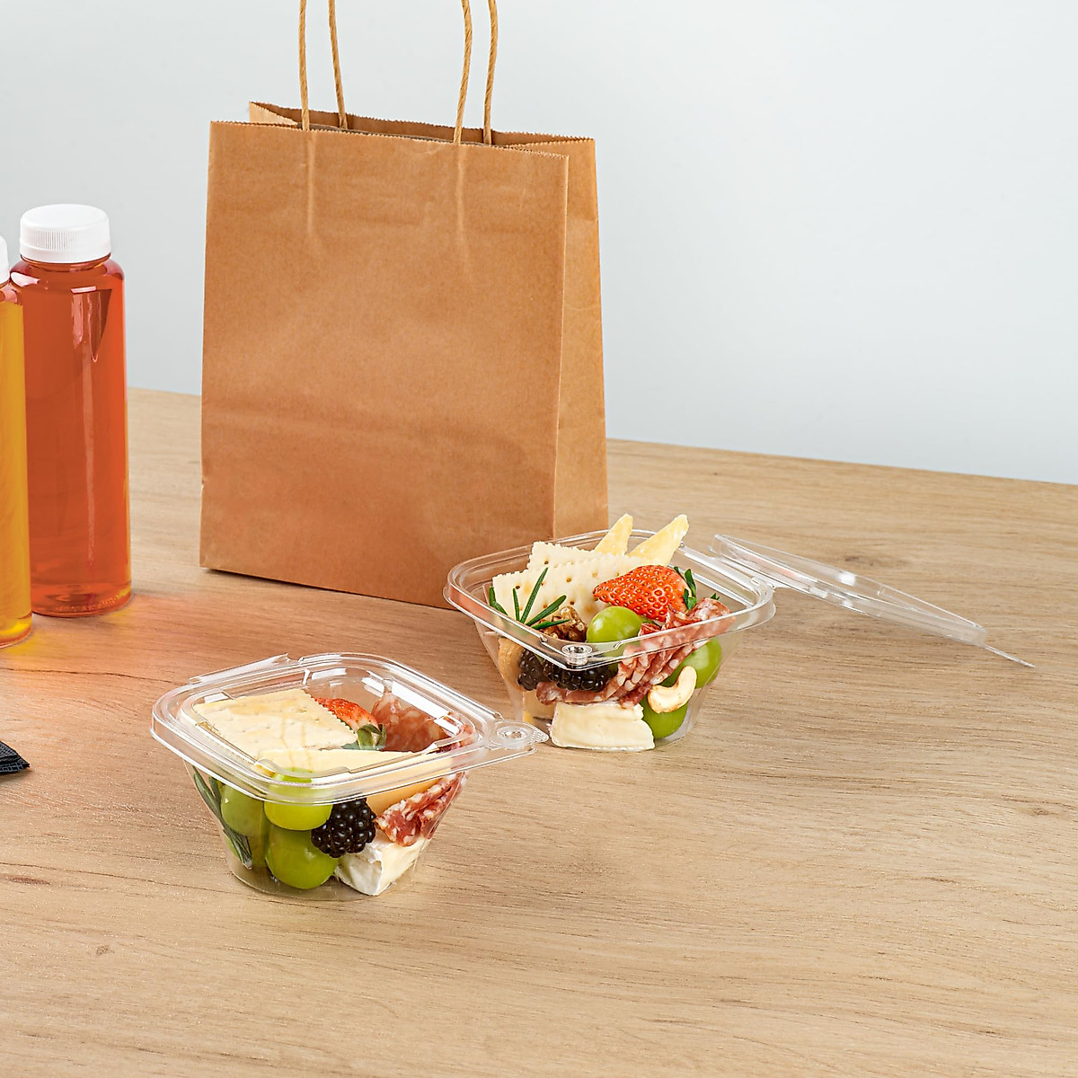 Restaurantware Tamper Tek 8 Ounce Snack Containers 100 Durable Deli Containers - Tamper-Evident Lid Disposable Clear PET Round Containers With Lid For Takeout And Delivery Orders