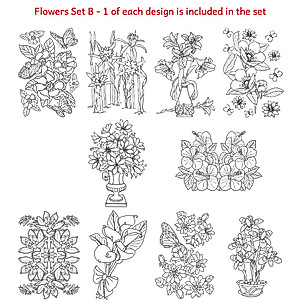 Art Eclect Adult Coloring Flower Greeting Cards for Birthdays, Anniversary, Thank You and Sympathy Cards (10 Cards and 10 Envelopes, Set Flowers B/Pink)