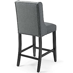 Modway Baronet Counter Bar Stool Upholstered Fabric Set of 2, Gray