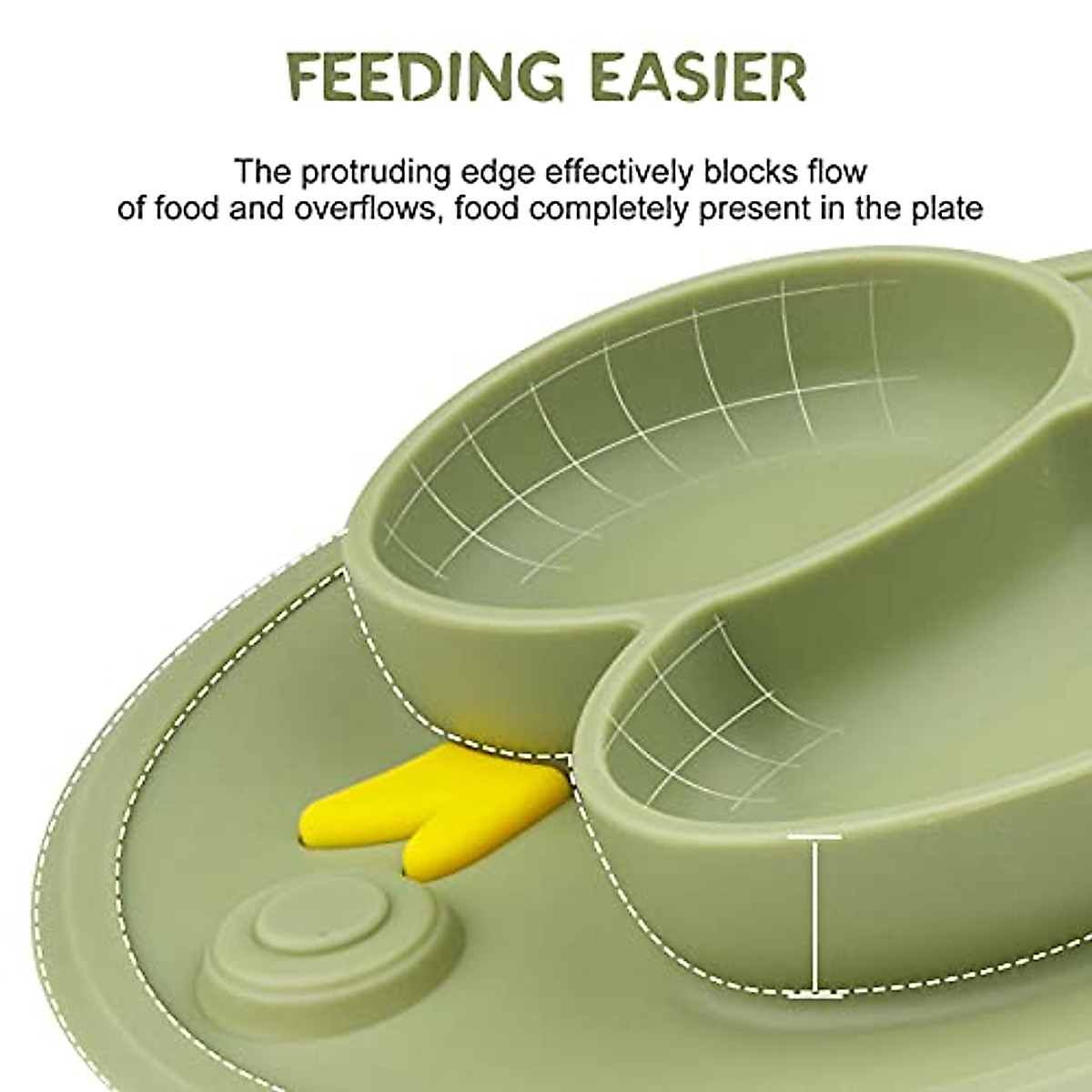 Lightening Corp Baby Plate Silicone Suction Toddler Plates, Divided Dishes for Toddler Kids, Self Feeding, BPA Free, Microwave and Dishwasher Safe (SP-21)