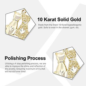 Gold Sitting Cats Charm - 10 Karat Solid Gold - Cat Jewelry (Style 1)