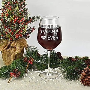 Best Mommy Ever Wine Glass, Funny Mom Wine Glass for Mother’s Day, Mom’s Birthday, Christmas, Baby Shower - Unique Mother’s Day Gift for Mom New Mom First Mom from Son Daughter Husband Friends