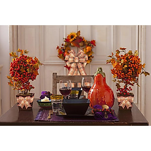 Hying Fall Ribbons for Wreath Bows Wrapping Gifts, Linen Plaid Orange Harvest Ribbon for Gift Wrapping Thanksgiving Party Fall Decoration Crafts, 2.5" X 10 Yards Autumn Thanksgiving Wired Edge Ribbon