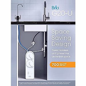 Brio Reverse Osmosis Water Filtration System, 700 GPD, 2:1 Pure to Drain, Tank-Less, Under Sink Faucet Mount