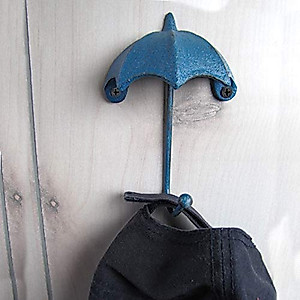 TG,LLC Treasure Gurus Cast Iron Blue Umbrella Swivel Wall Hook Kitchen Towel Hanger Key Chain Raincoat Holder