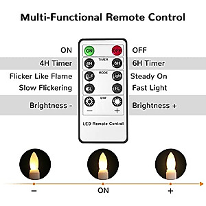 PChero LED Taper Candles with Remote Timer, 6 Pack 7.9" Battery Operated Floating Tapered Candles Warm White Light for Halloween Christmas Wedding Party Church Decorations