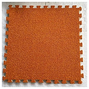 12pcs Non-Slip Interlocking Foam Tile Floor Mats,PE Square Puzzle Foam Carpet Tiles,12X12in Fluffy Cushion Plush Split Joint Climbing Carpet Mats-with Border(Color:Orange)