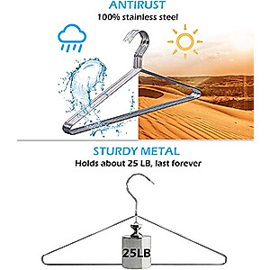 MISSLO 20 Pack Metal Hangers Heavy Duty Stainless Steel Hangers for Clothes Closet Coat Clothing Suit Shirt, 16.4 Inch