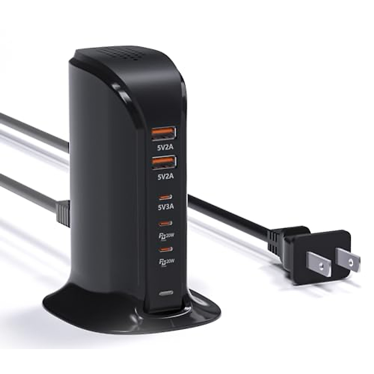 VPSUN USB C Charger Tower 55W, USB Charging Station 5 Port USB Block for iPhone 15/14/13/12, iPad, Samsung Galaxy, Google Pixel,HTC, and Multiple Devices 5V