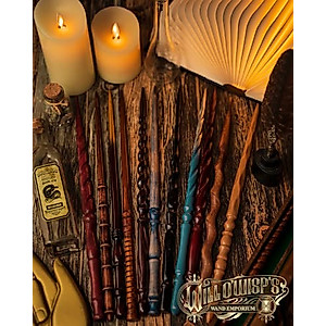 Will O'Wisp's Wand Emporium Witch and Wizard Wand in Real Wooden Display Box Certificate of Authenticity (The Sage)