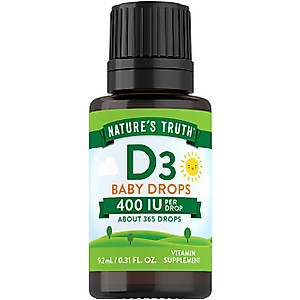 Nature's Truth Vitamin D Drops for Infants | 400 IU | 9.2 mL | D3 Drops for Kids | Vegetarian, Non-GMO, Gluten Free Supplement