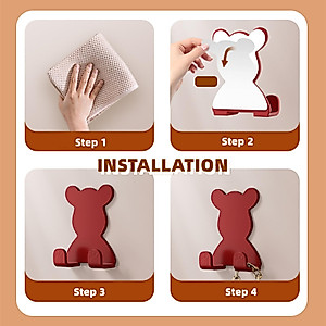 Self Adhesive Hooks 4 Pcs Bear Shaver Hook Heavy Duty Plug Hooks for Kitchen Sticky Hooks for Closet Decorative Razor Hanger Waterproof Home Improvement Utility Hook for Hanging Coat Hat Key